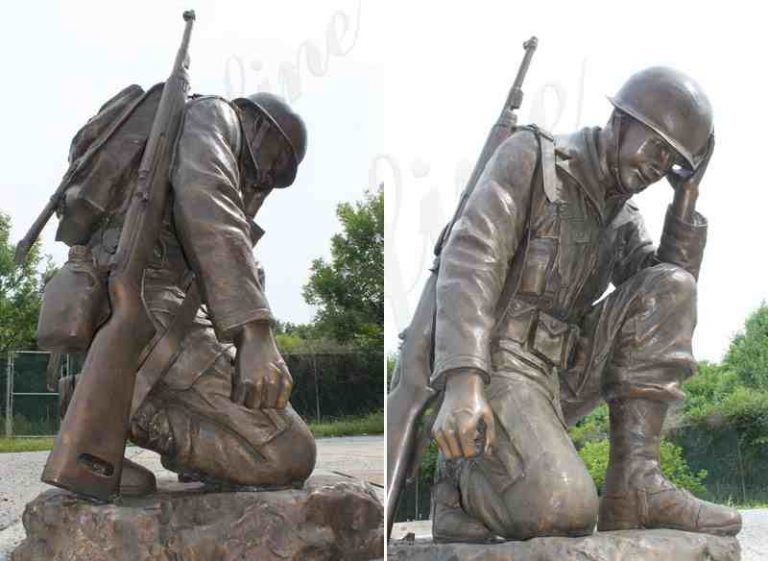 Life Size Kneeling Soldier Statue- You Fine Bronze Sculpture
