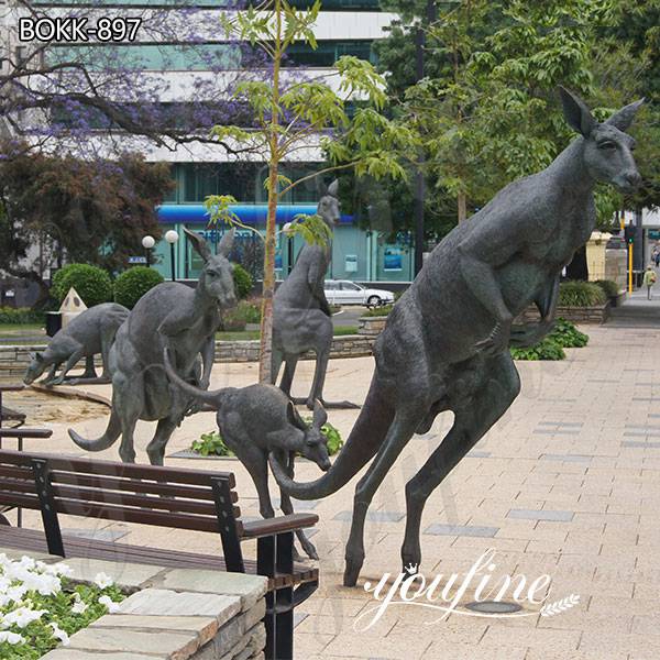 bronze jumping kangaroo statues - YouFine