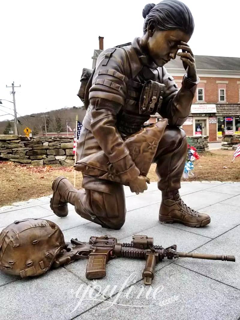 Kneeling Bronze Soldier Sculpture Memorial Hero Manufacturer BOKK-47