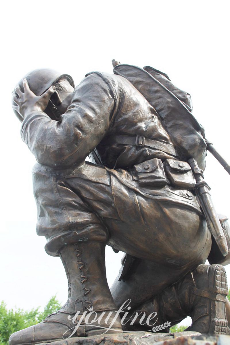 Kneeling Bronze Soldier Sculpture Memorial Hero Manufacturer BOKK-47