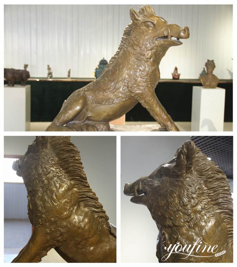 Life-size Bronze Wild Boar Garden Statue - YouFine