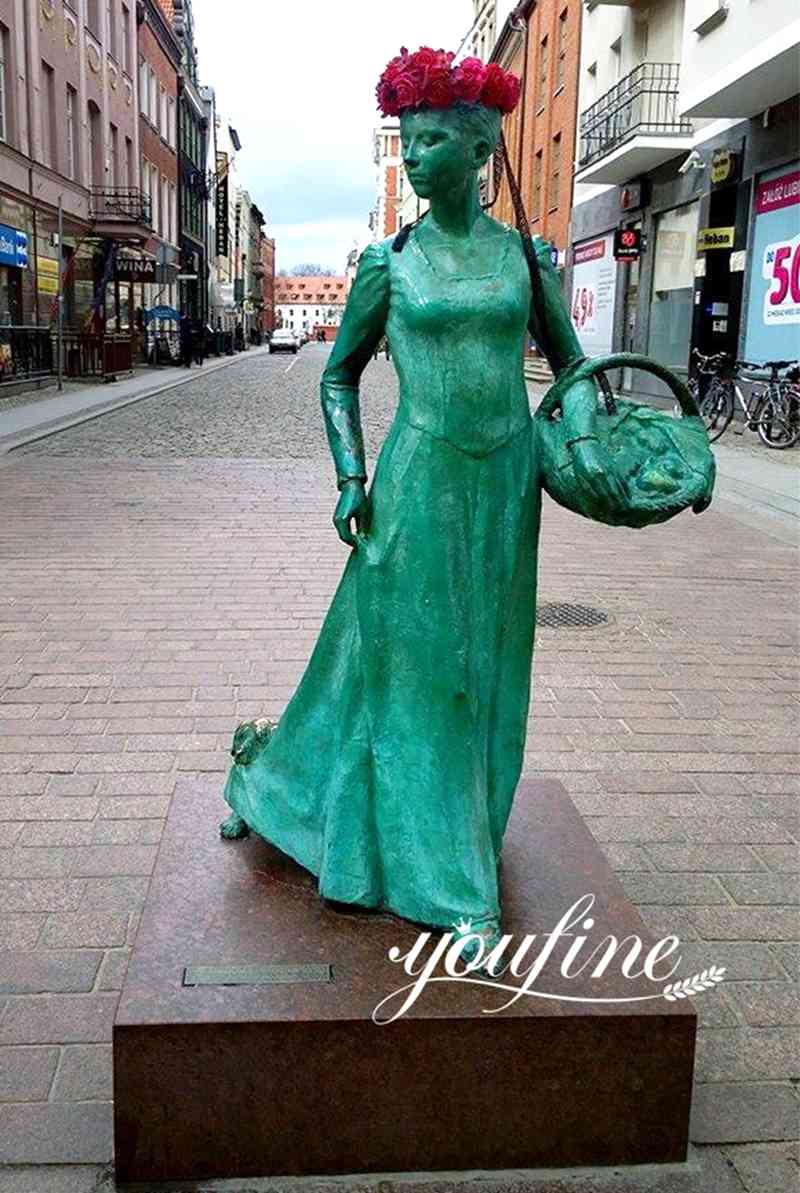 Vintage Bronze Lady Statue Garden Decor - YouFine