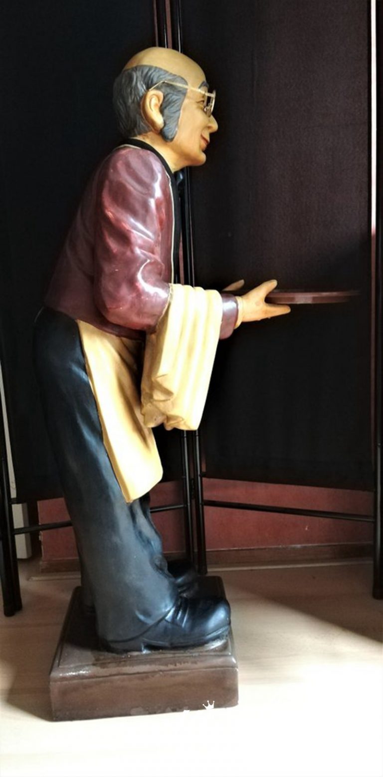 Fiberglass Old Man Butler with Tray Statue - YouFine