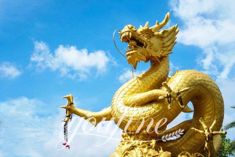Ancient Golden Chinese Dragon Statue - YouFine