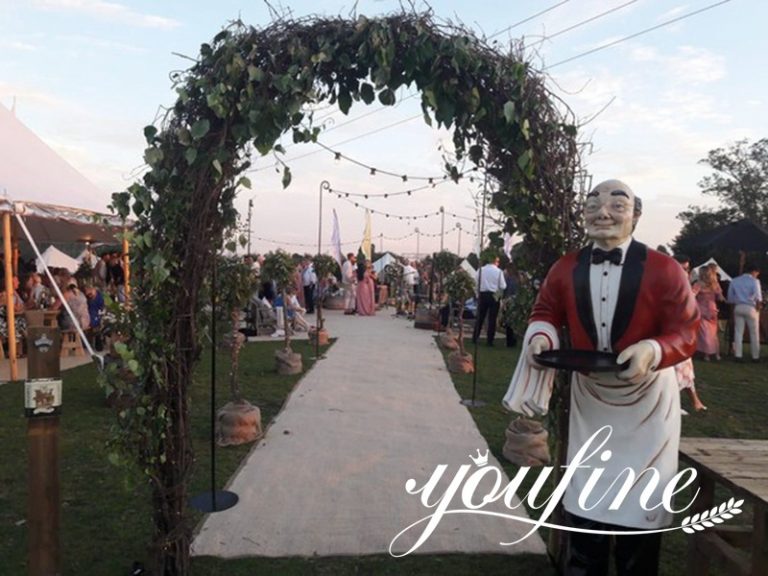 Fiberglass Old Man Butler with Tray Statue - YouFine