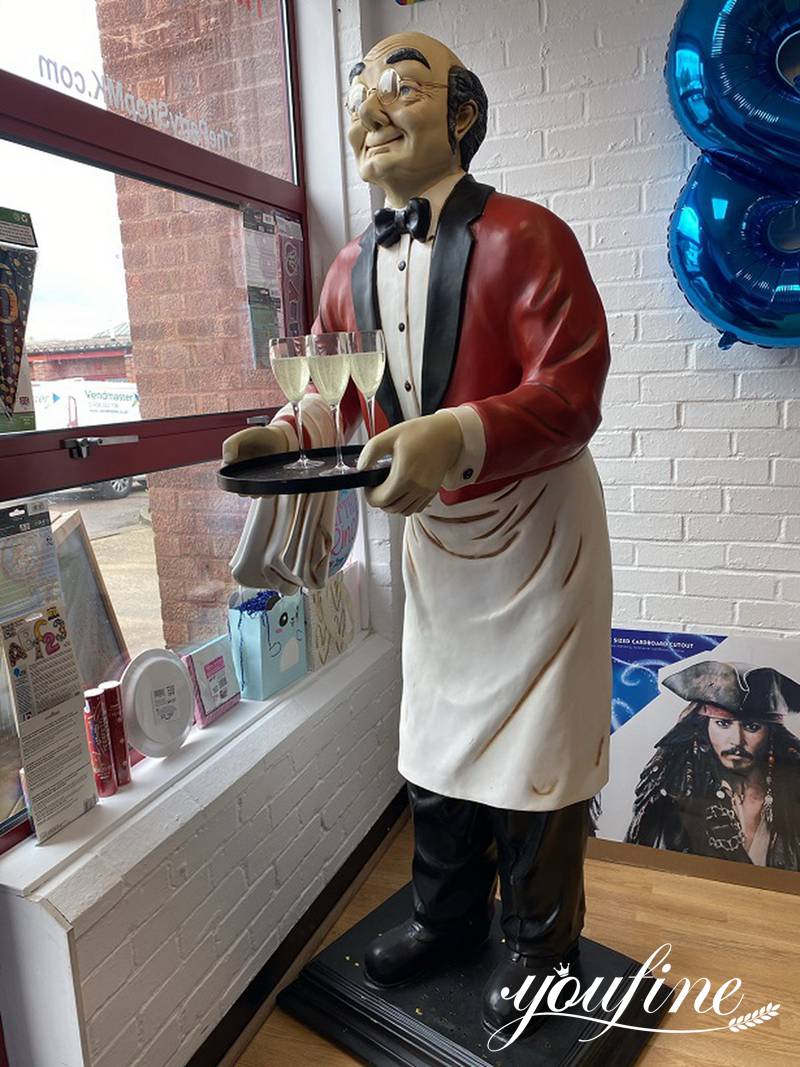 Fiberglass Old Man Butler with Tray Statue - YouFine