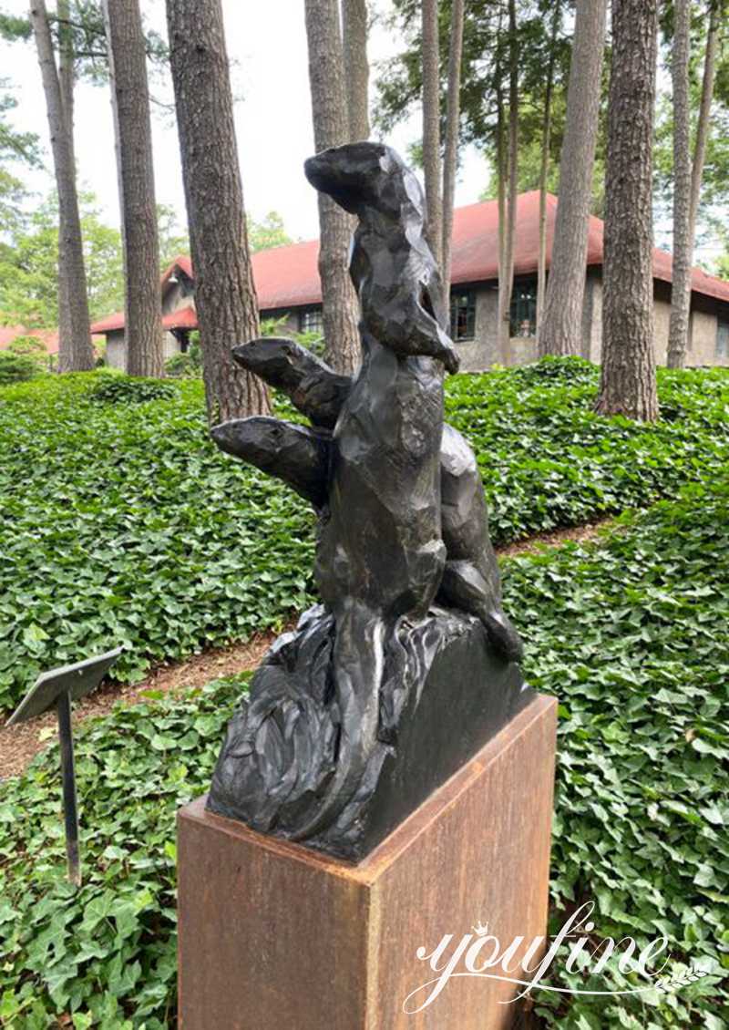 Bronze Otter Chasing Fish Sculpture - YouFine