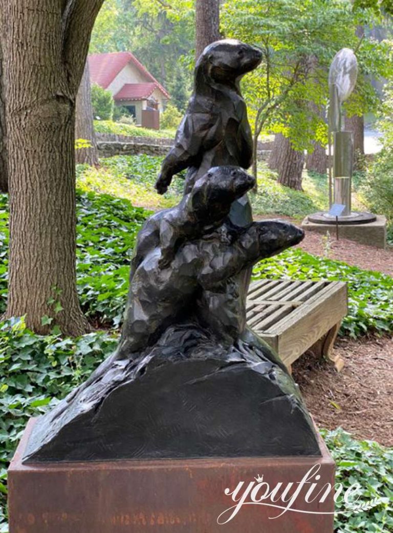 Bronze Otter Chasing Fish Sculpture - YouFine Bronze Sculpture
