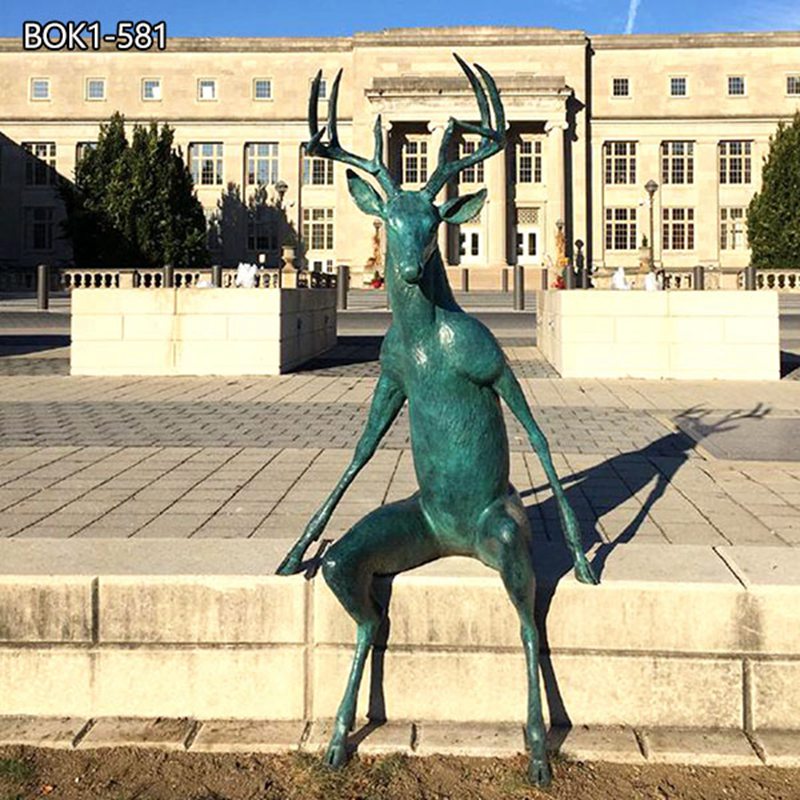 Life Size Bronze Sitting Scioto Lounge Deer Statue - YouFine