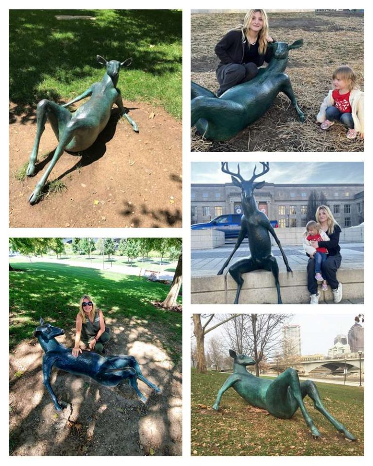 Life Size Bronze Sitting Scioto Lounge Deer Statue - YouFine