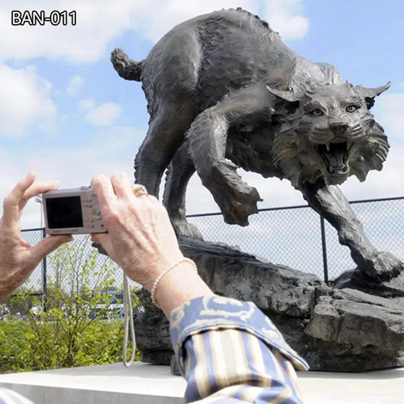 Bronze Large Bobcat Statue Wildlife School Mascot - YouFine