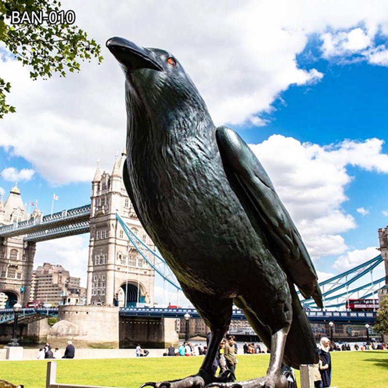 Large Bronze Raven Wildlife Statue - YouFine