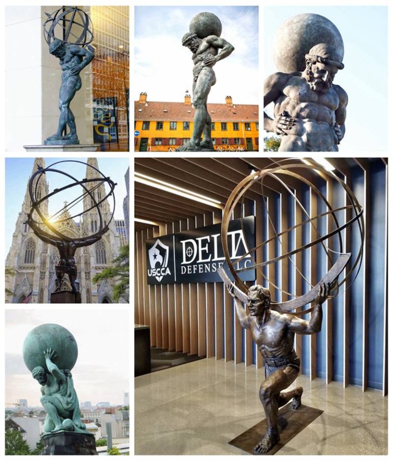 Giant Bronze globe statue Olympic Strength - YouFine