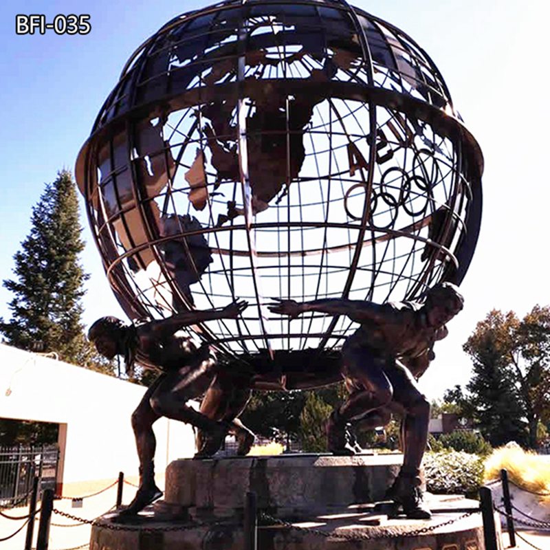 Giant Bronze globe statue Olympic Strength - YouFine