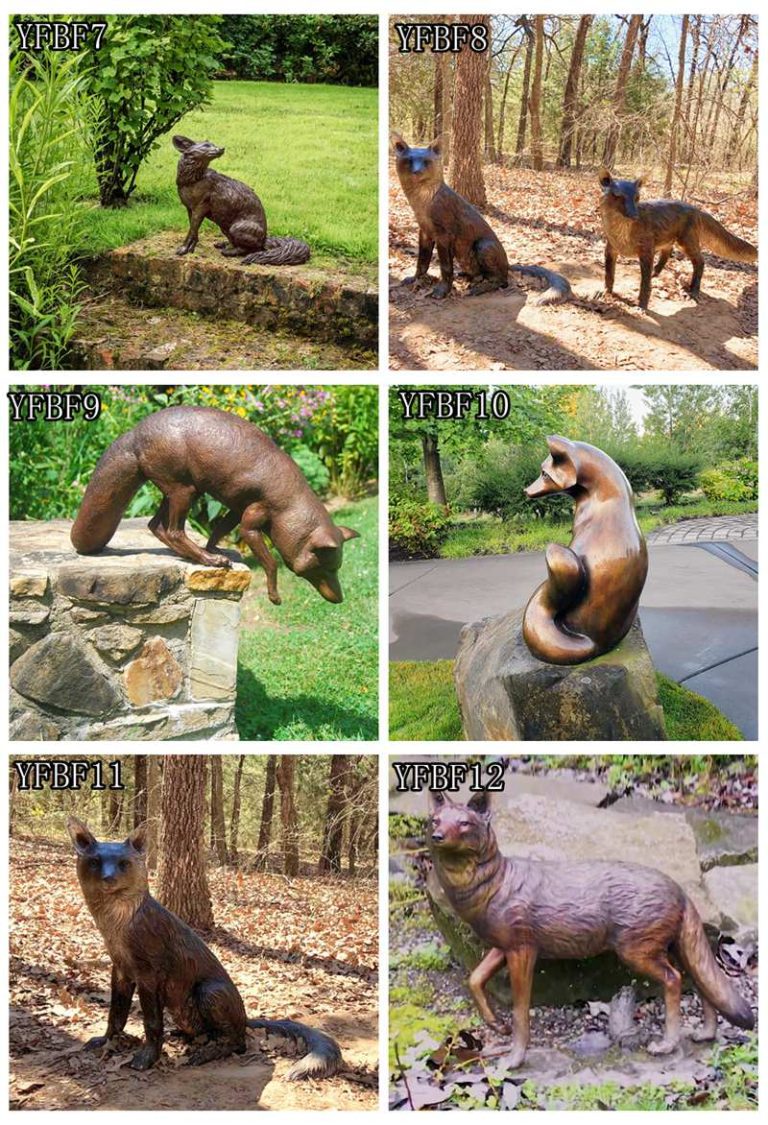 Life Size Cast Bronze Family Fox Statue - YouFine