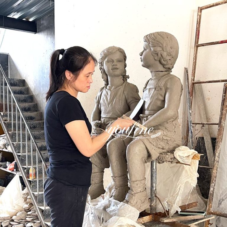 Life Size Bronze Children Statues | Custom Boy & Girl Statues - YouFine