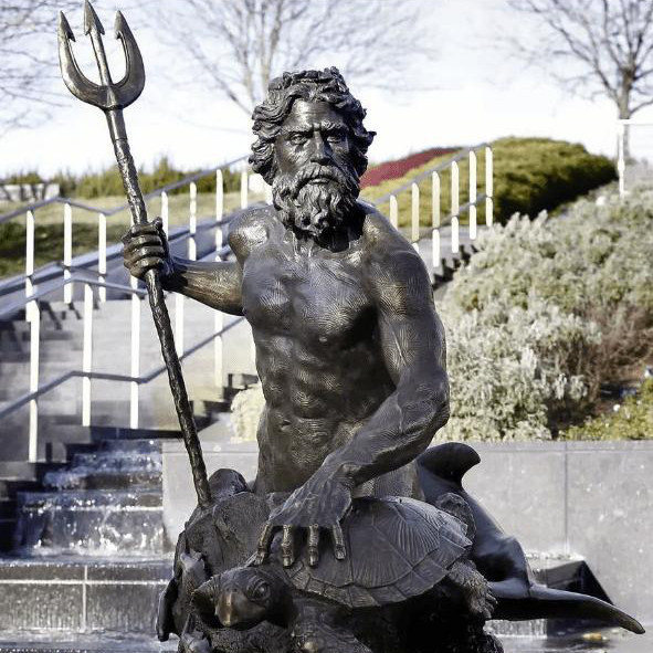 Greek Mighty Poseidon Bronze Sculpture Seaside Decor - YouFine