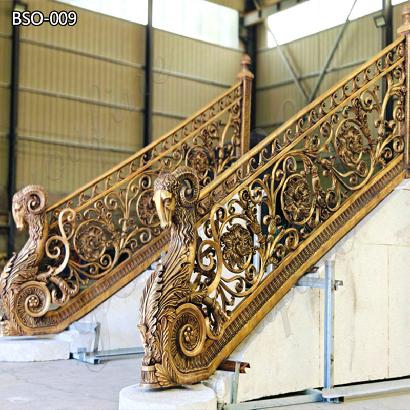 Elaborate Bronze Ram Head Stair Railing Interior Decor Supplier