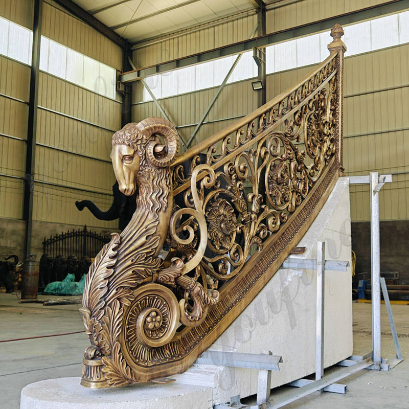 Elaborate Bronze Ram Head Stair Railing Interior Decor Supplier