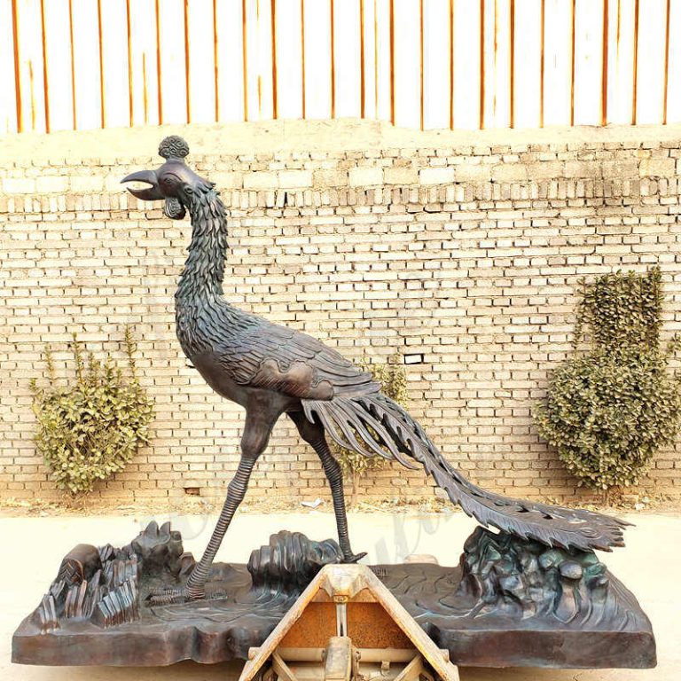 Elegant Bronze Phoenix Mascot Statue Garden Decor - YouFine
