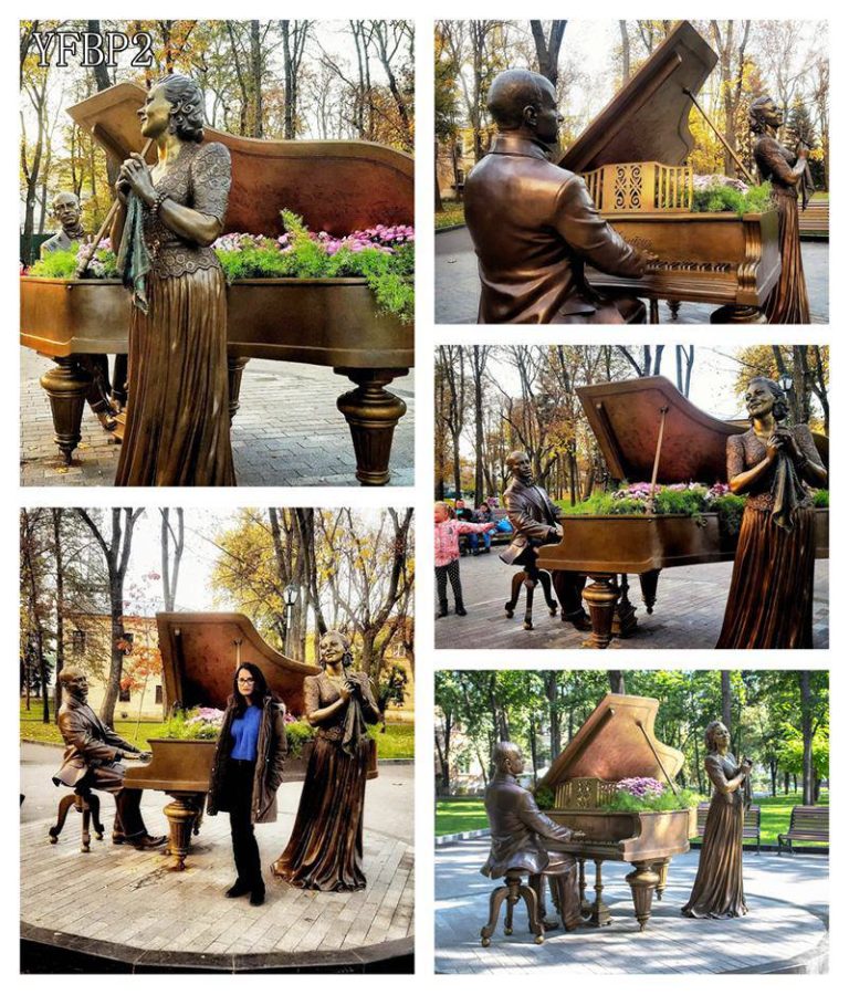 Large Bronze Piano Musical Instruments Sculpture - YouFine