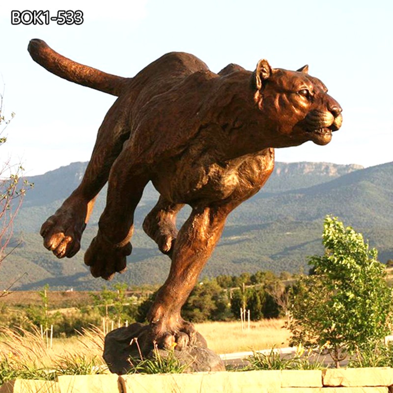 Running Wildlife Bronze Cougar Statue - YouFine